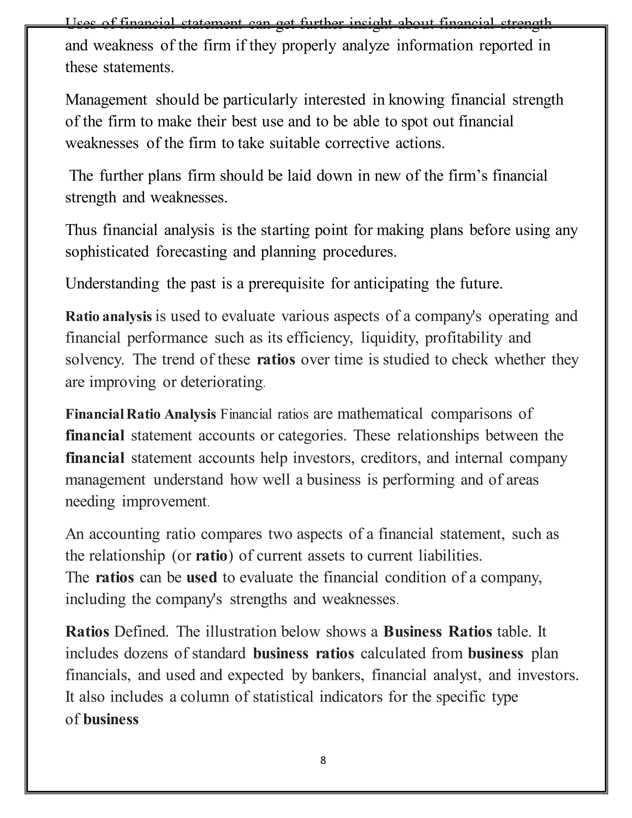 Ratio Analysis project | DOCX