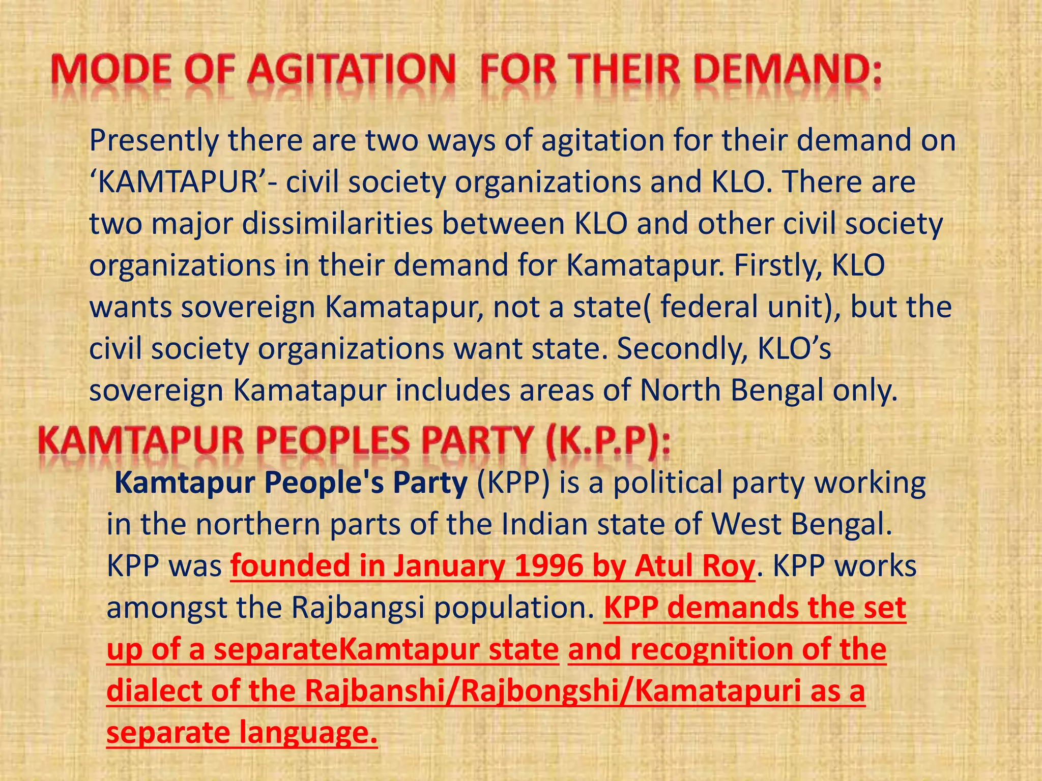 Again Demand For Partition: Rise of 'Kamtapur' Demand | PPTX