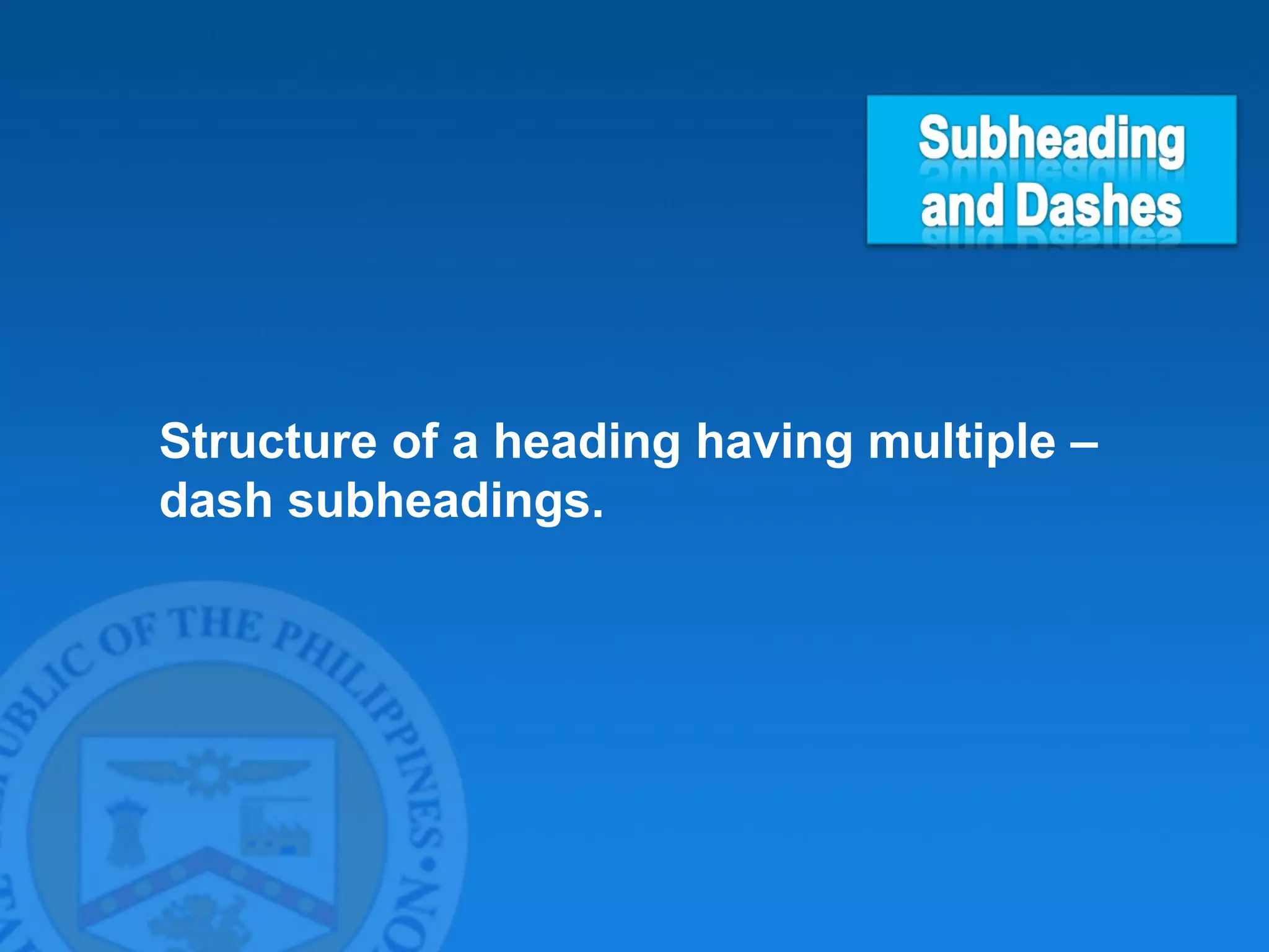 Subheading and dashes tariff classification | PPT