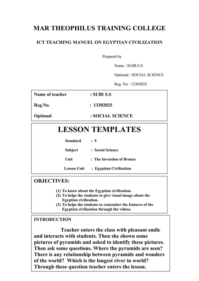 ICT Lesson Plan | PDF