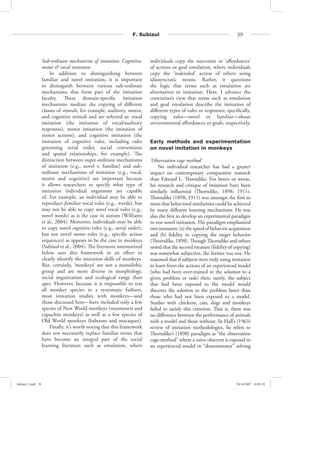 The imitation faculty in monkeys: Evaluating its features, distribution ...