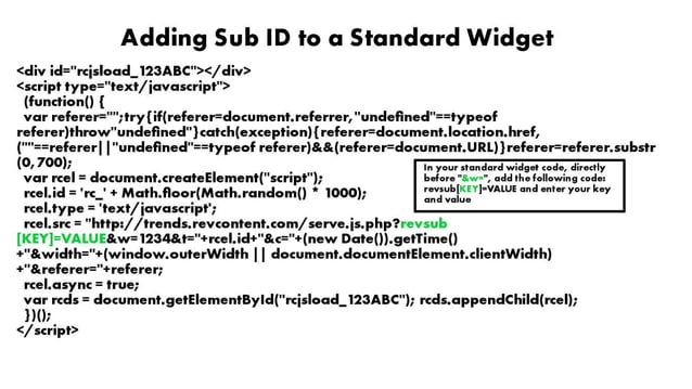 Revcontent Sub ID implementation | PDF