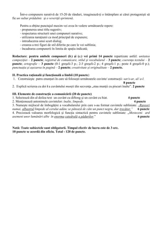 Subiect. barem. zonală, clasa a 6 a | DOC