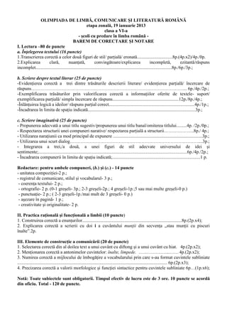 Subiect. barem. zonală, clasa a 6 a | DOC