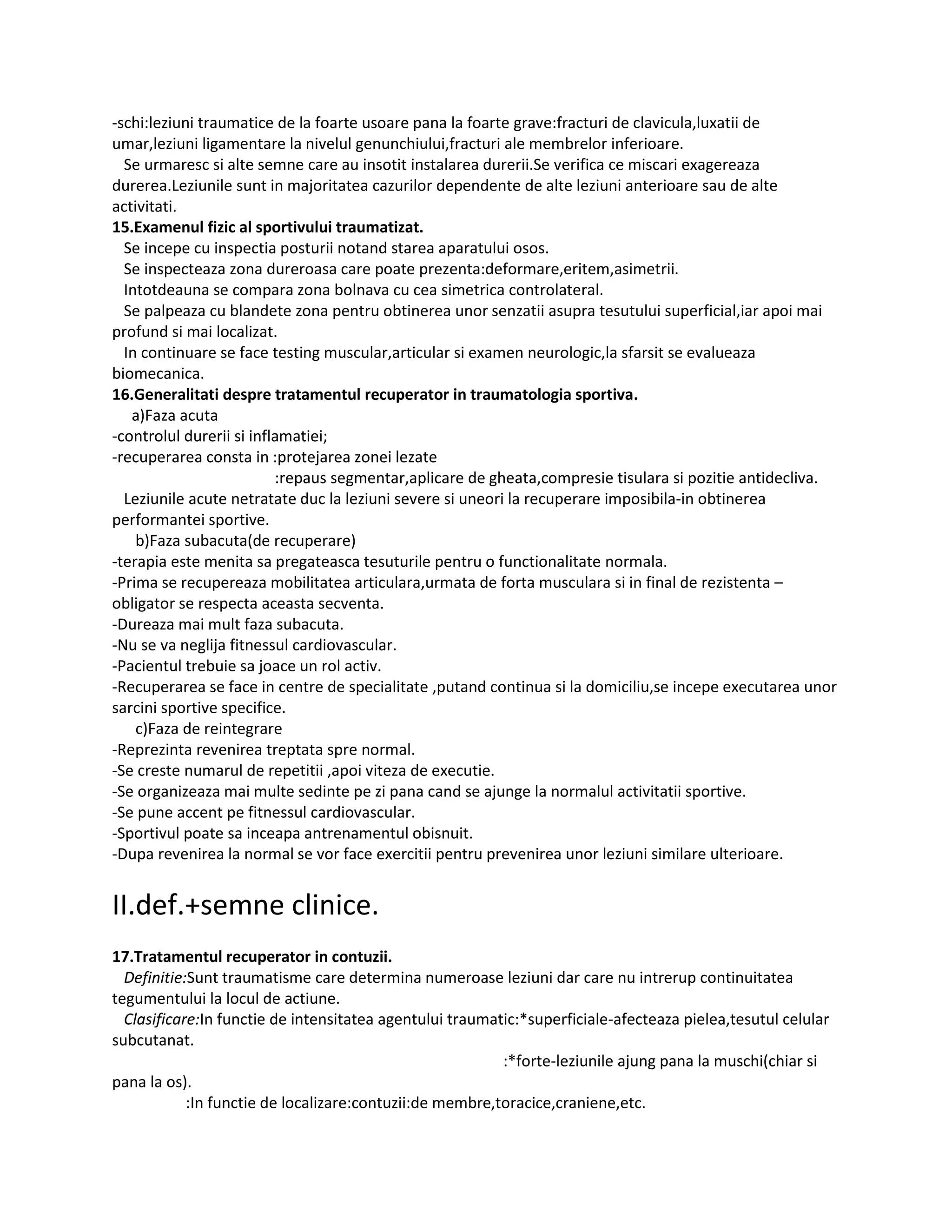 Subiecte kinetoterapia in traumatologia sportiva | DOCX