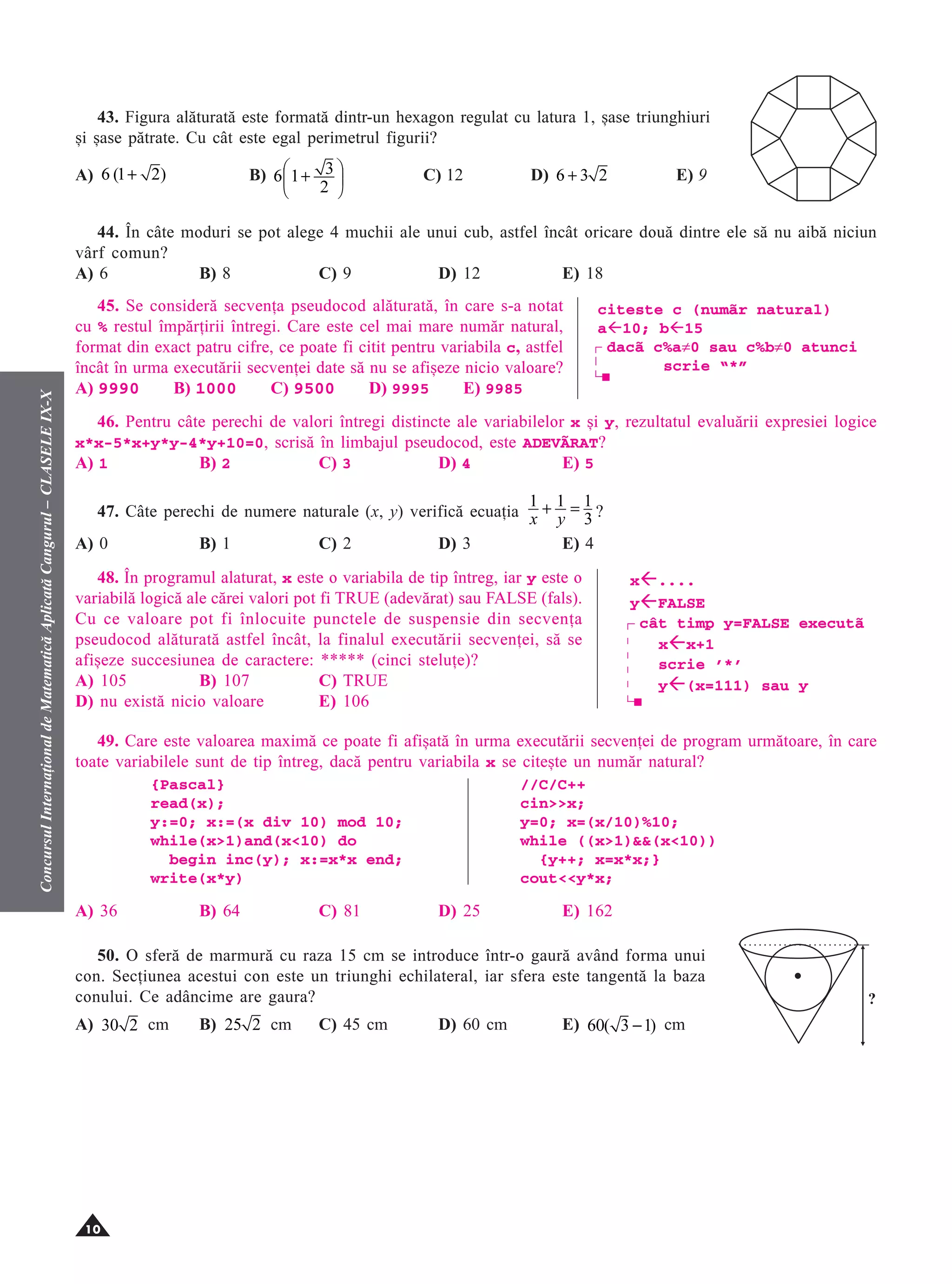 Subiecte%20 cangurul%20matematic%20cls%209 10 | PDF