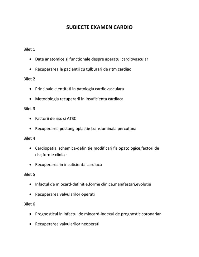Subiecte examen cardio(1) | DOC
