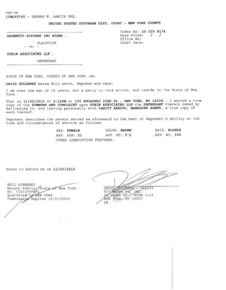 Subin Associates New York Defendants in Infringment Complaint | PDF