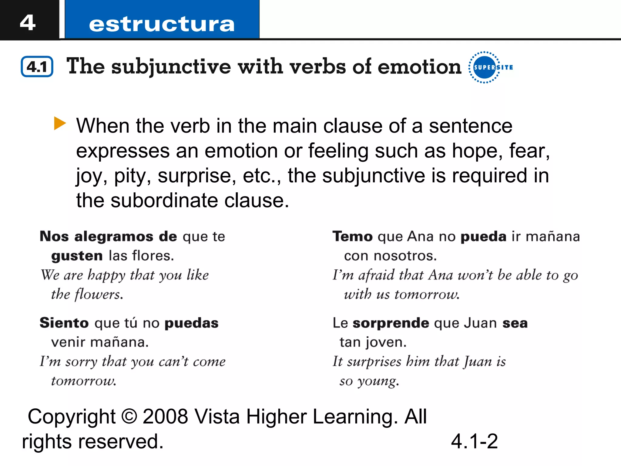Subjuntivo para expresar emociones | PPT