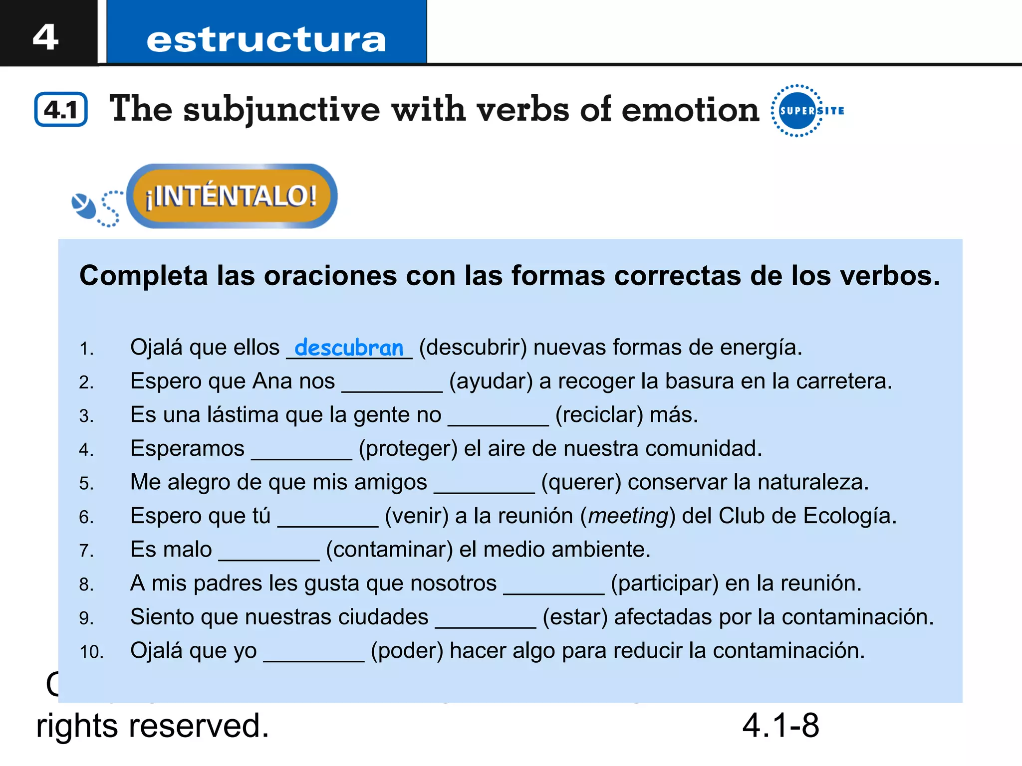 Subjuntivo para expresar emociones | PPT