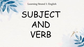 Subj-verb agreement learning strand 1 english | PPTX