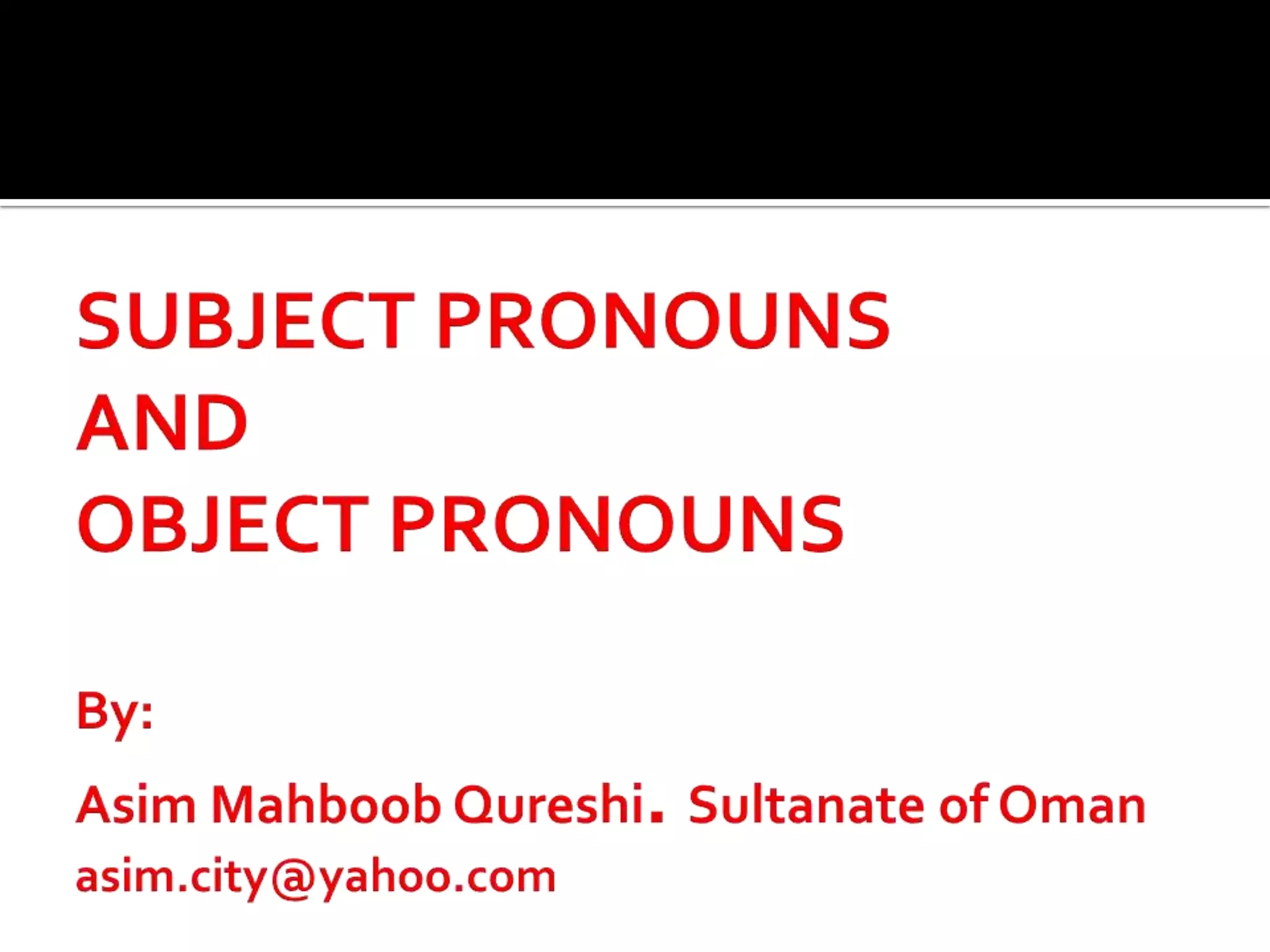 Subject.object Pronouns | PPT