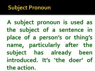 Subject.object Pronouns | PPT