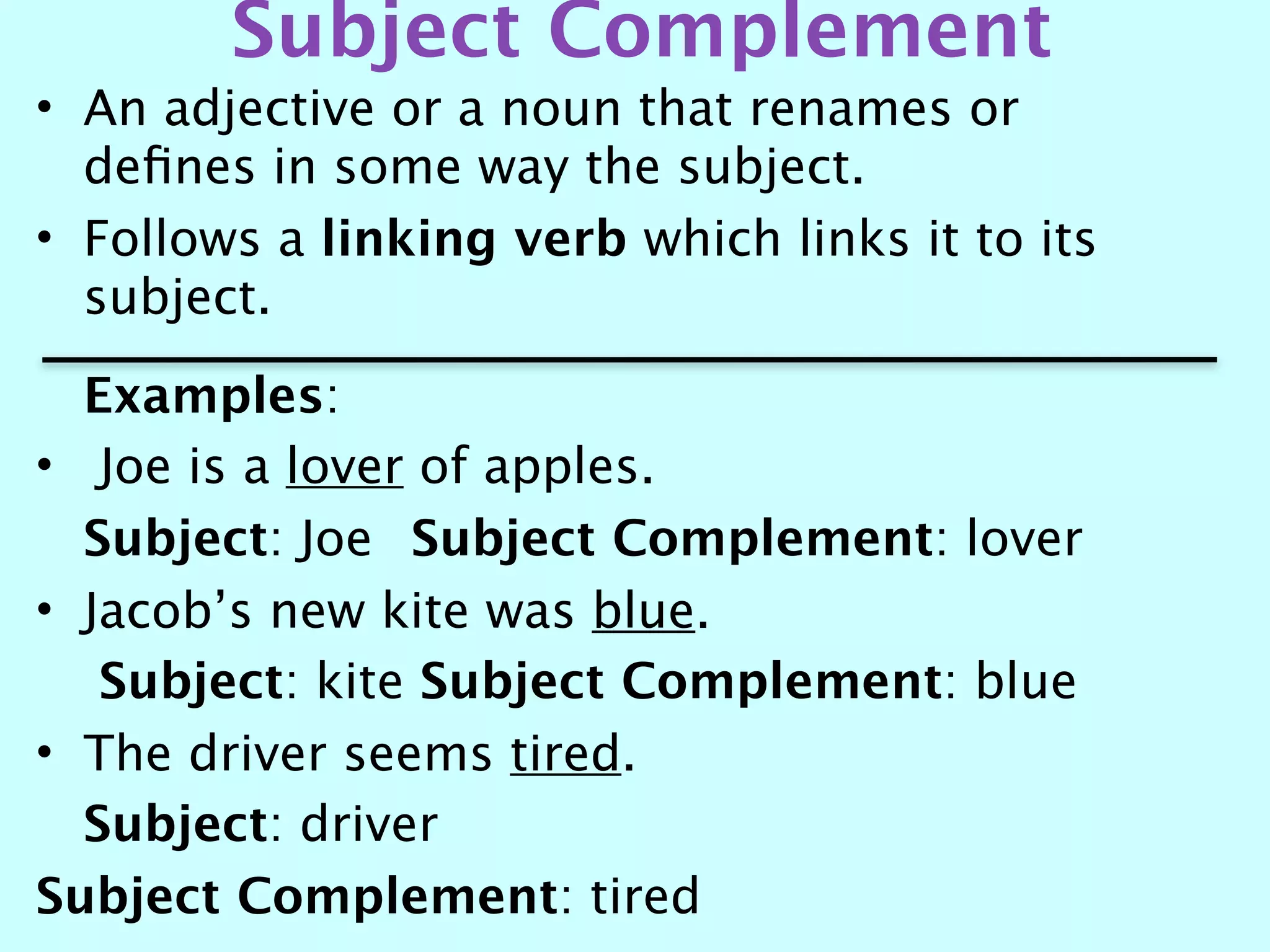 Subject and-object-complement | KEY