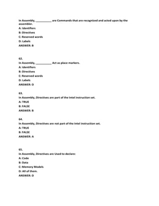 Computer Assembly MCQ | PDF