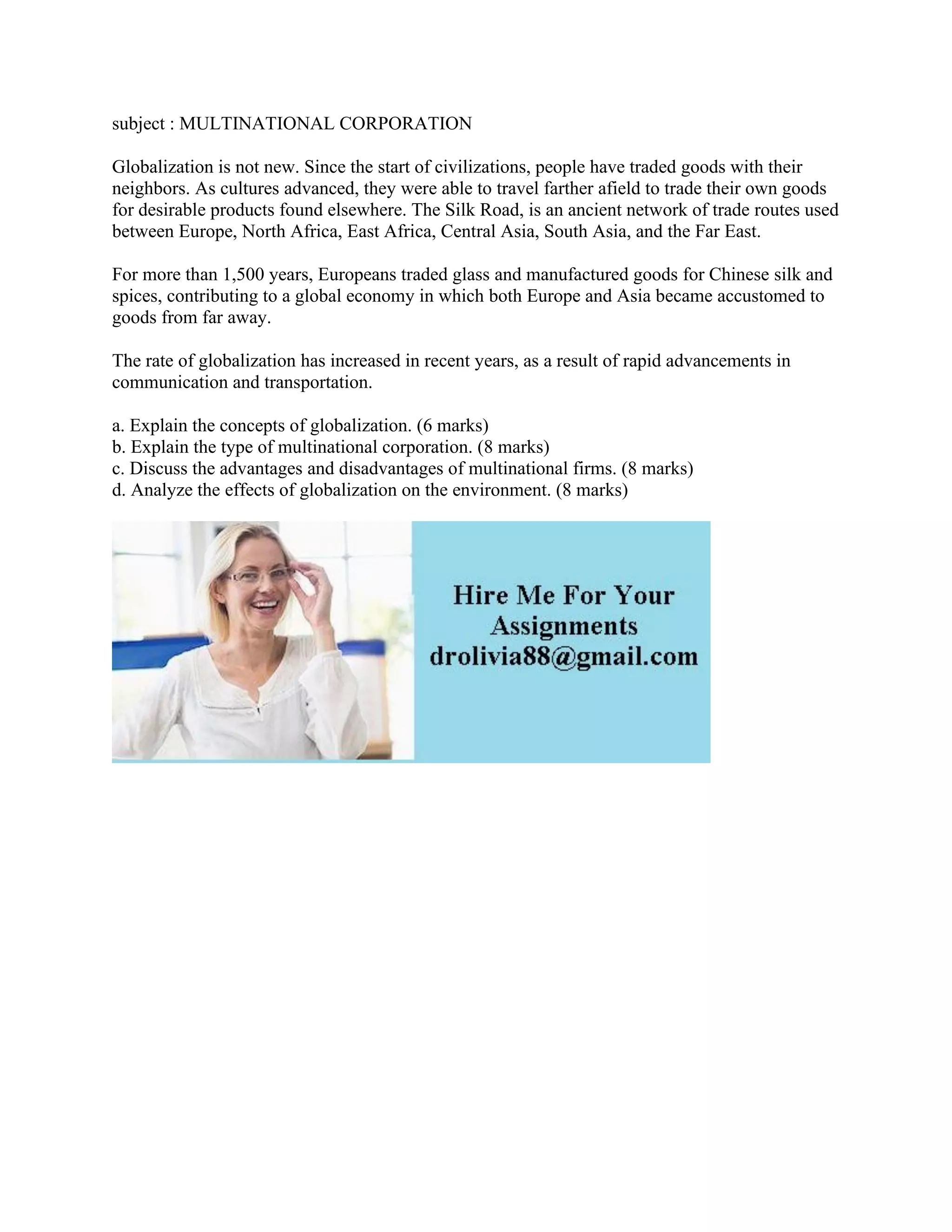 subject - MULTINATIONAL CORPORATION Globalization is not new- Since th.pdf | Free Download