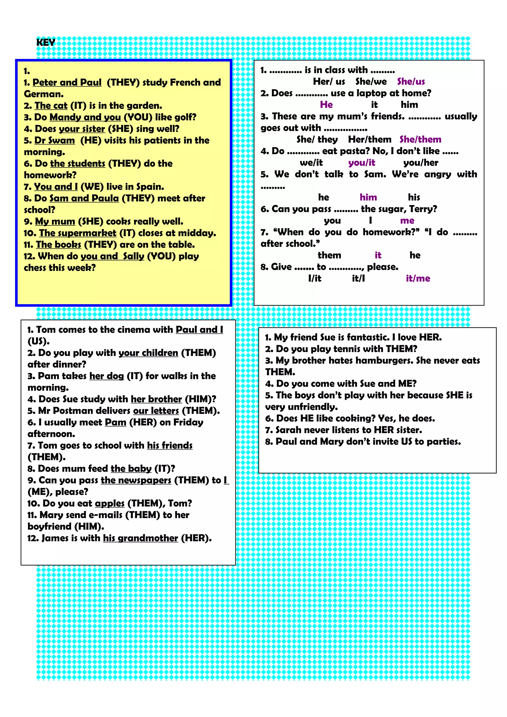 Subject object-pronouns | DOC