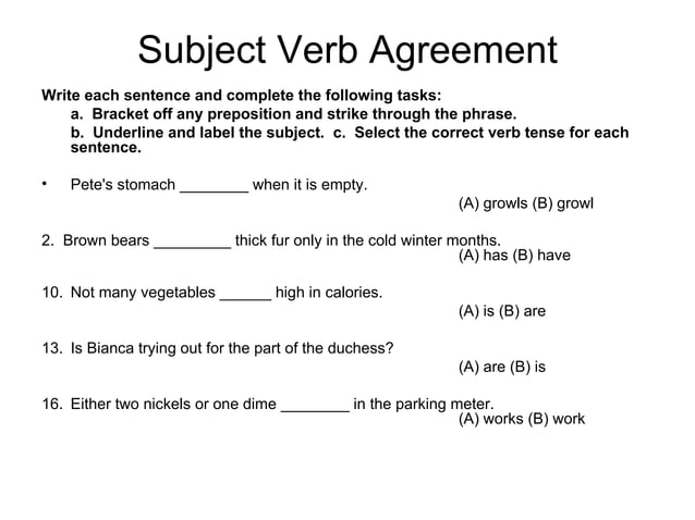 Subject verb agree | PPT