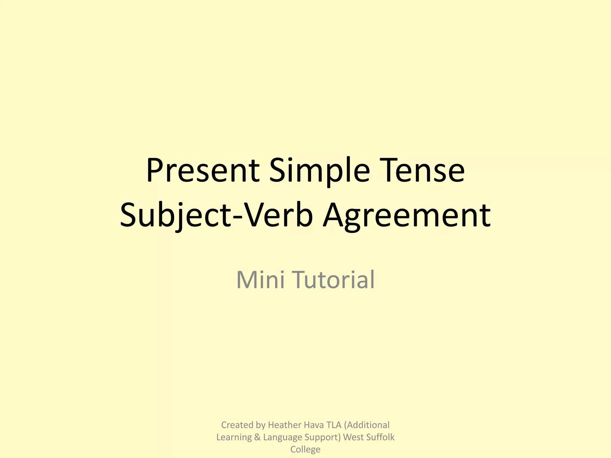 Subject verb agreement | PPTX