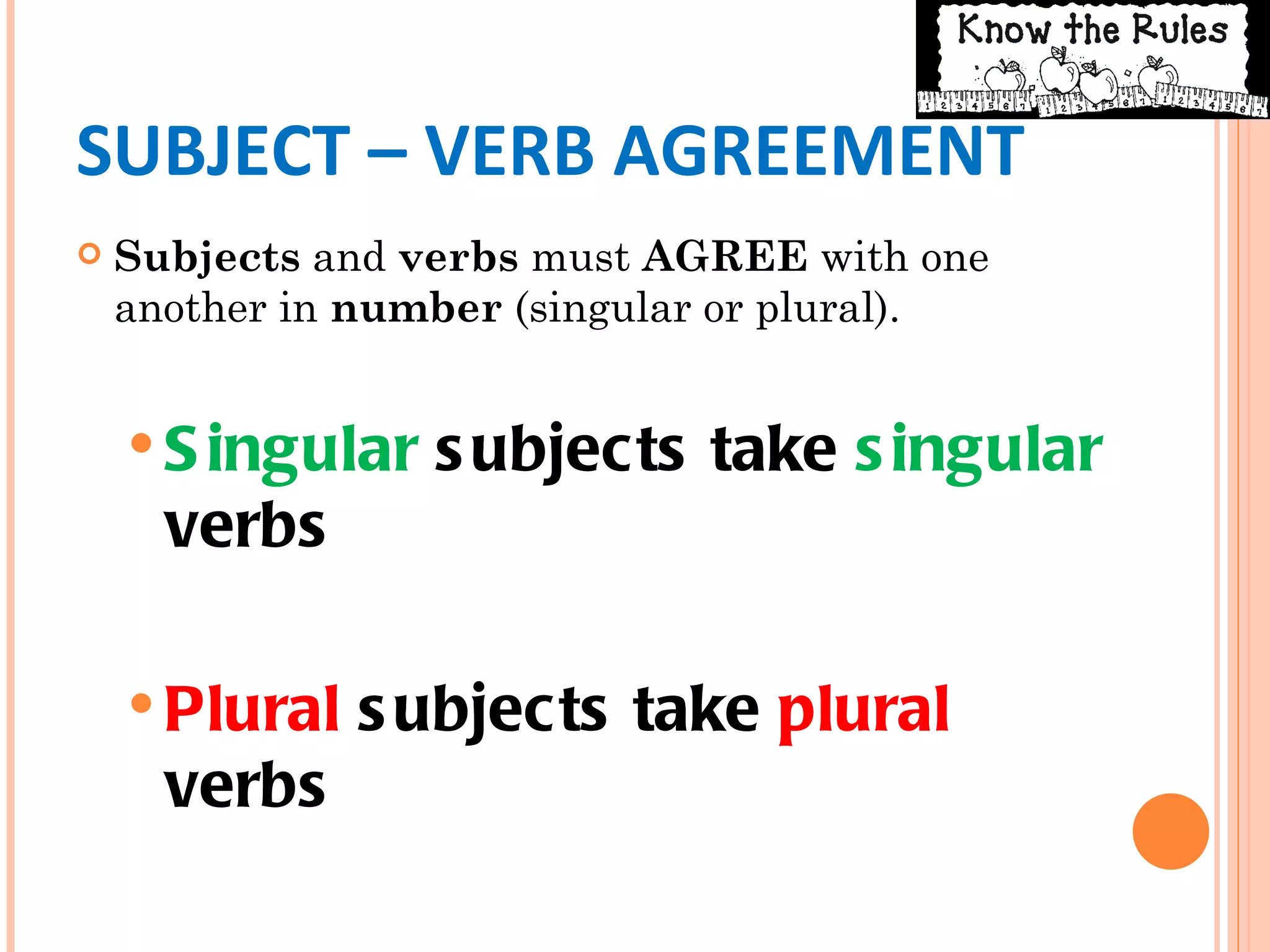 Subject verb agreement | PPT