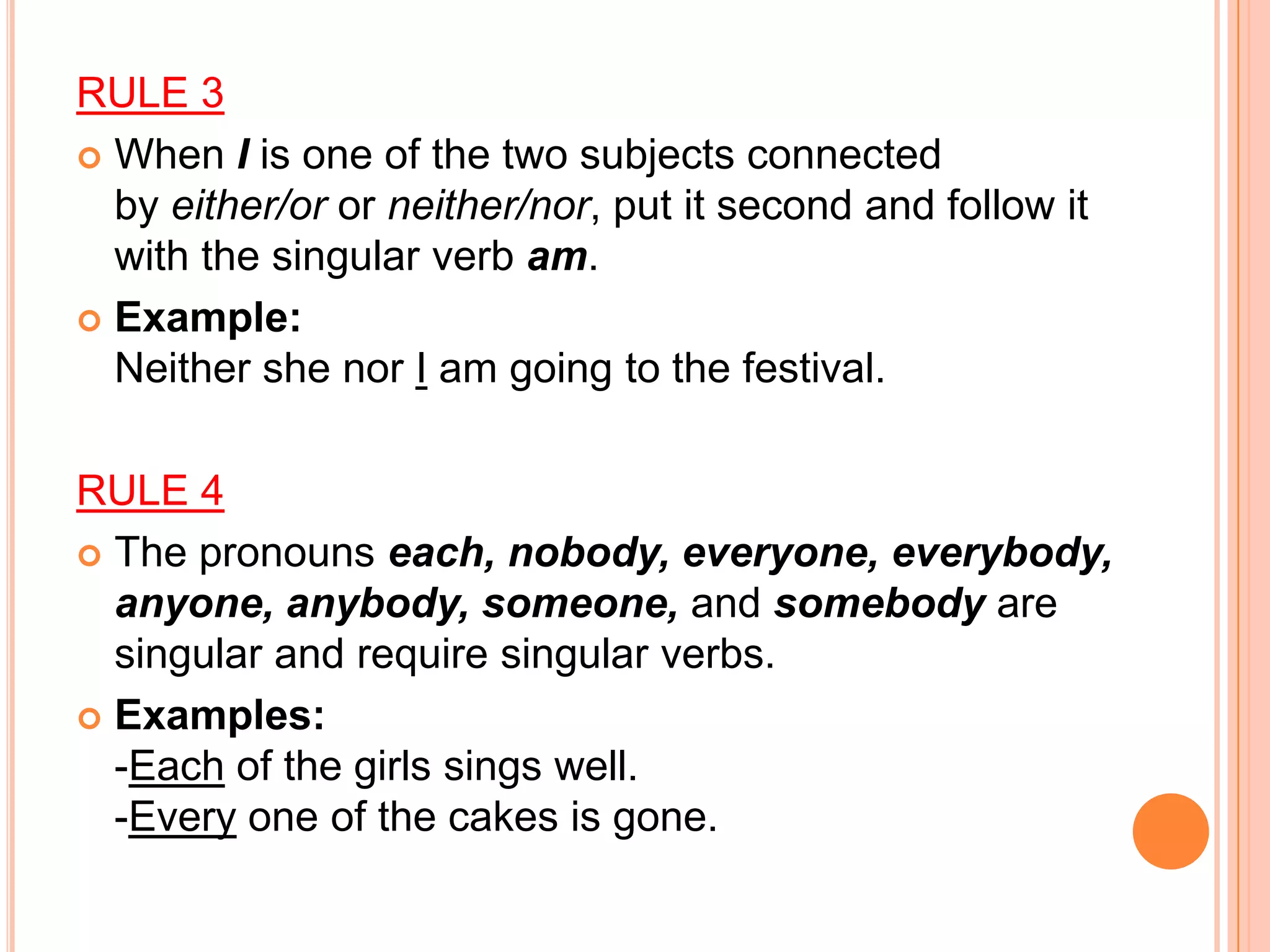Subject verb agreement | PPTX