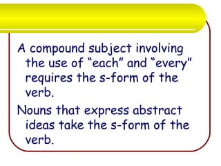 Subject verb agreement | PPT