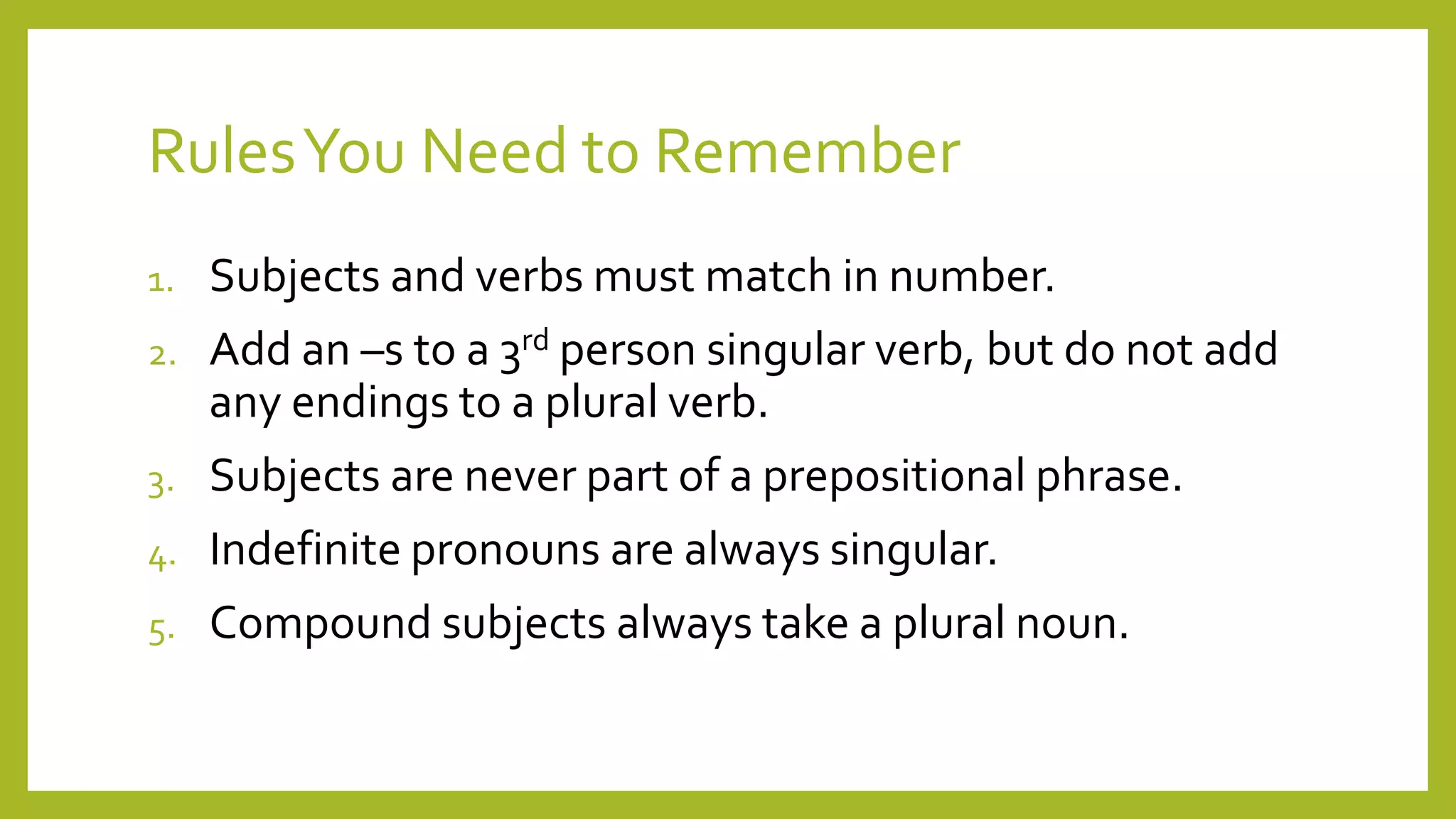 Subject-Verb Agreement | PPTX