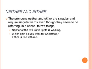 Subject verb agreement | PPTX