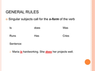 Subject verb agreement | PPTX