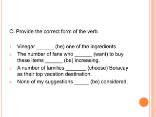 Subject verb agreement | PPTX