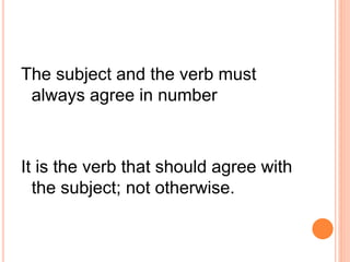Subject verb agreement | PPTX