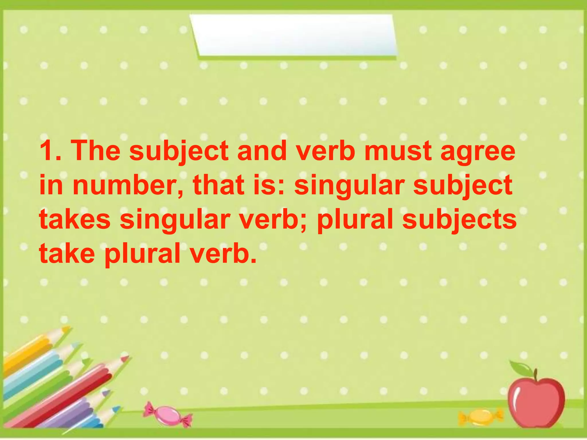 Subject-Verb Agreement - Basic Rules | PPTX