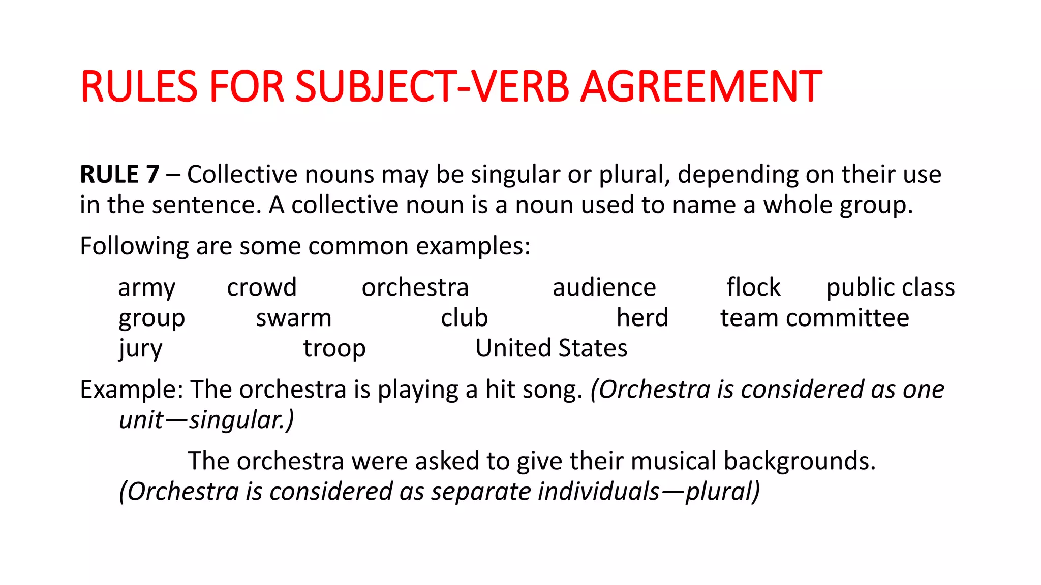 Subject verb agreement (Rules and Exercise with Answer Key) | PPTX