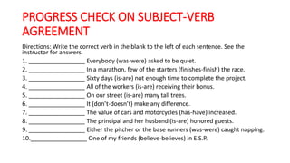 Subject verb agreement (Rules and Exercise with Answer Key) | PPTX