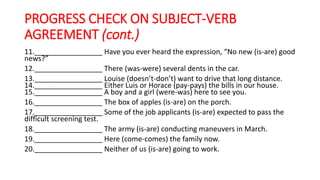 Subject verb agreement (Rules and Exercise with Answer Key) | PPTX