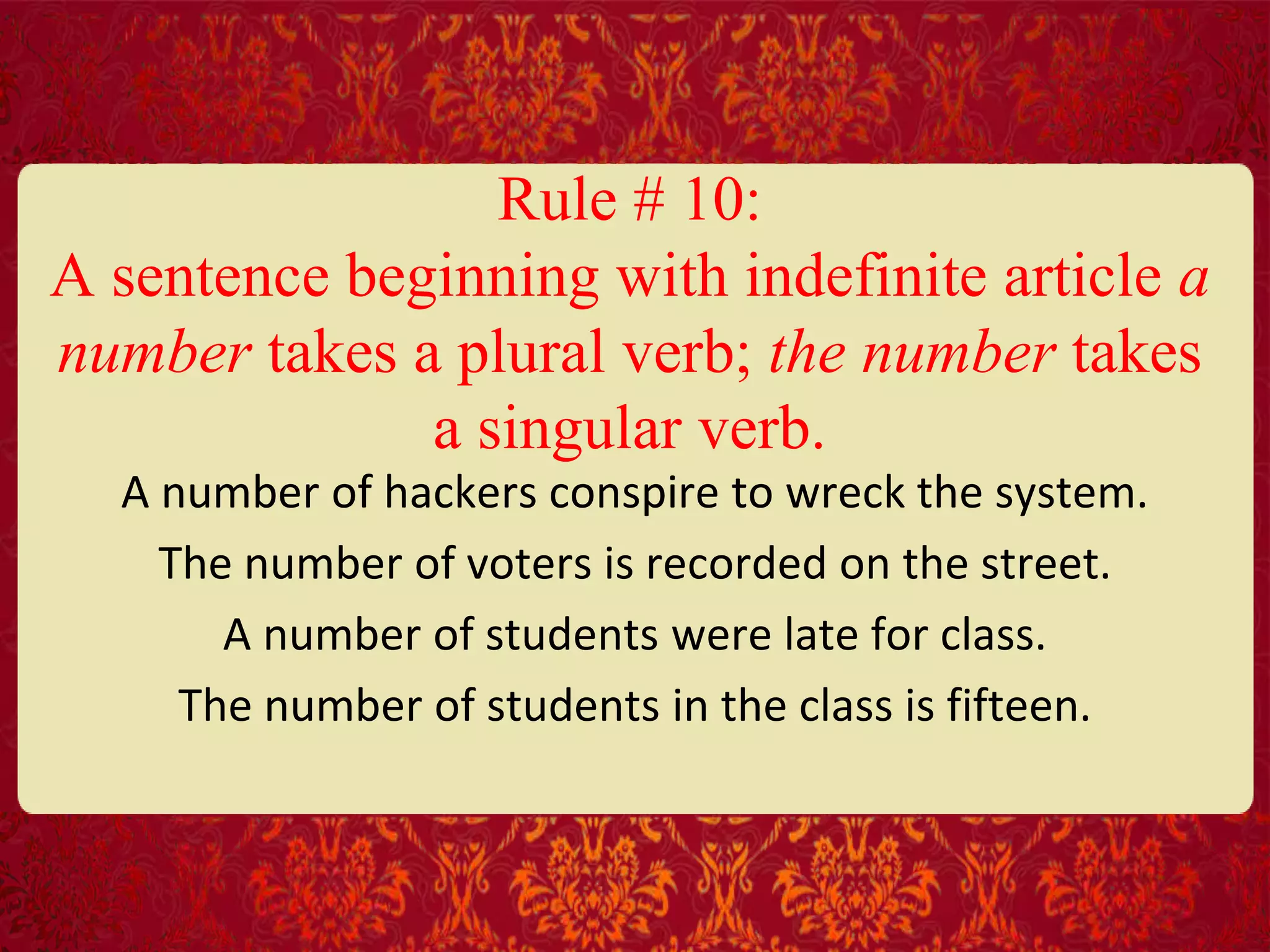 Subject verb agreement | PPTX