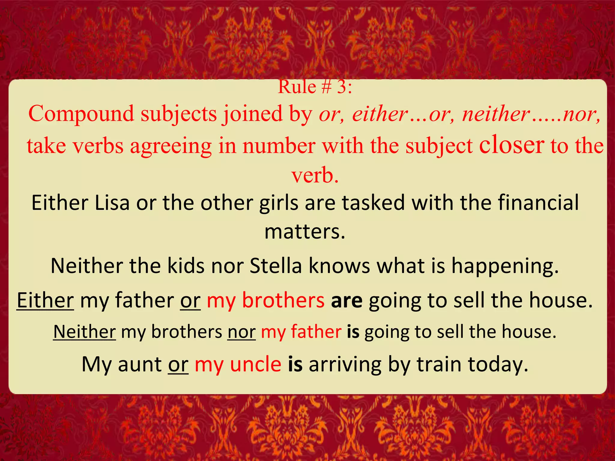 Subject verb agreement | PPTX