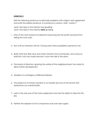 Subject verb agreement | PDF