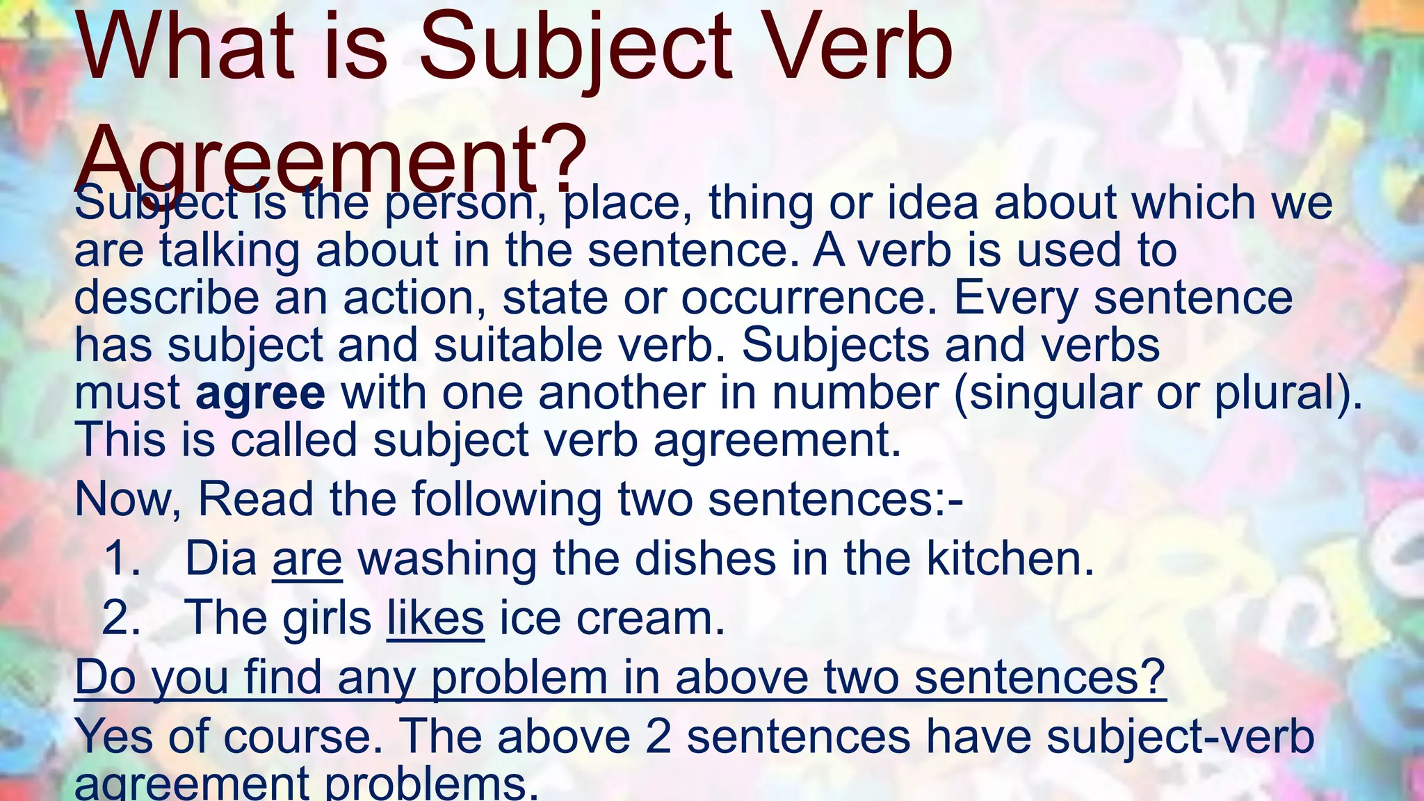 Subject verb agreement | PPTX