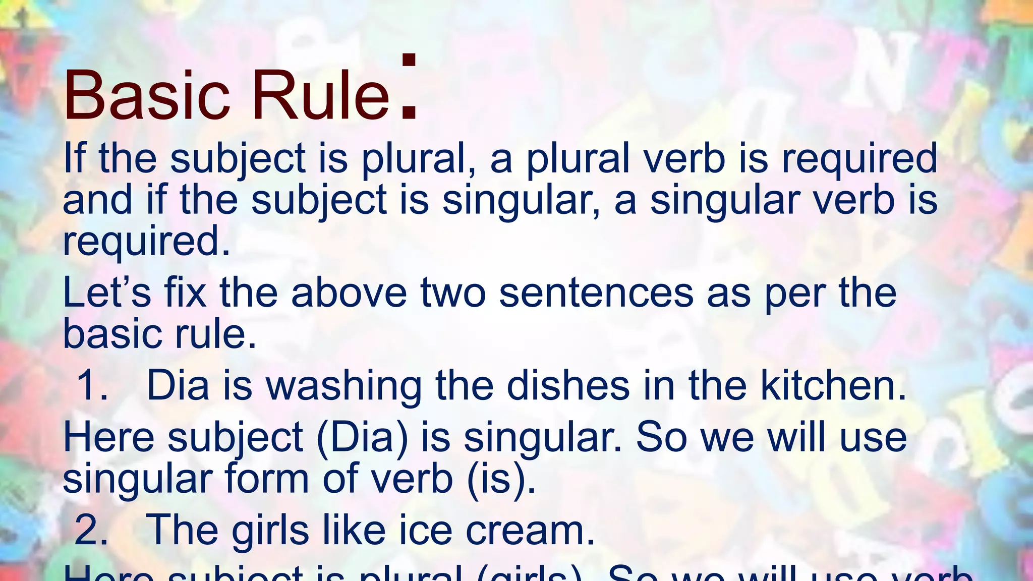 Subject verb agreement | PPTX