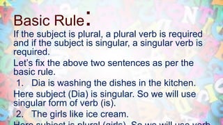 Subject verb agreement | PPTX