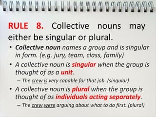 Lesson on Making Verbs Agree with the Subject | PPT