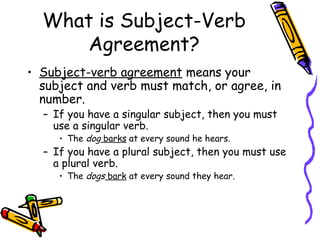 Subject-Verb agreement presentation grammar | PPT