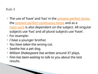 Subject- Verb Agreement English grammar ppt | PPTX