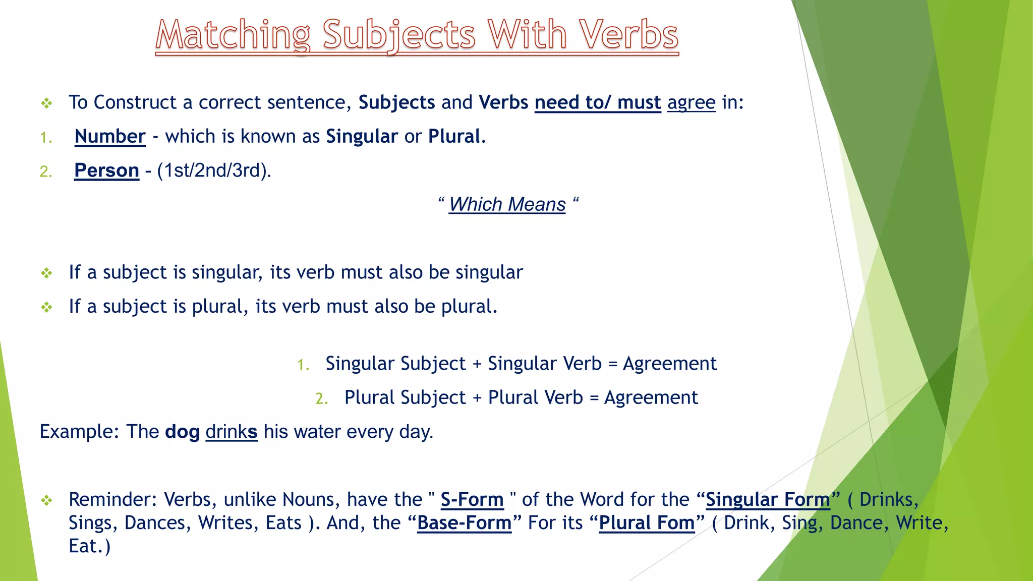 Subject-Verb Agreement - St Joseph School.pptx