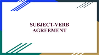 SUBJECT-VERB AGREEMENT - Part of the English Grammar | PPTX