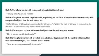 SUBJECT-VERB AGREEMENT - Part of the English Grammar | PPTX