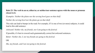 SUBJECT-VERB AGREEMENT - Part of the English Grammar | PPTX