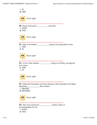 Subject verb agreement: additional practice 1 | PDF