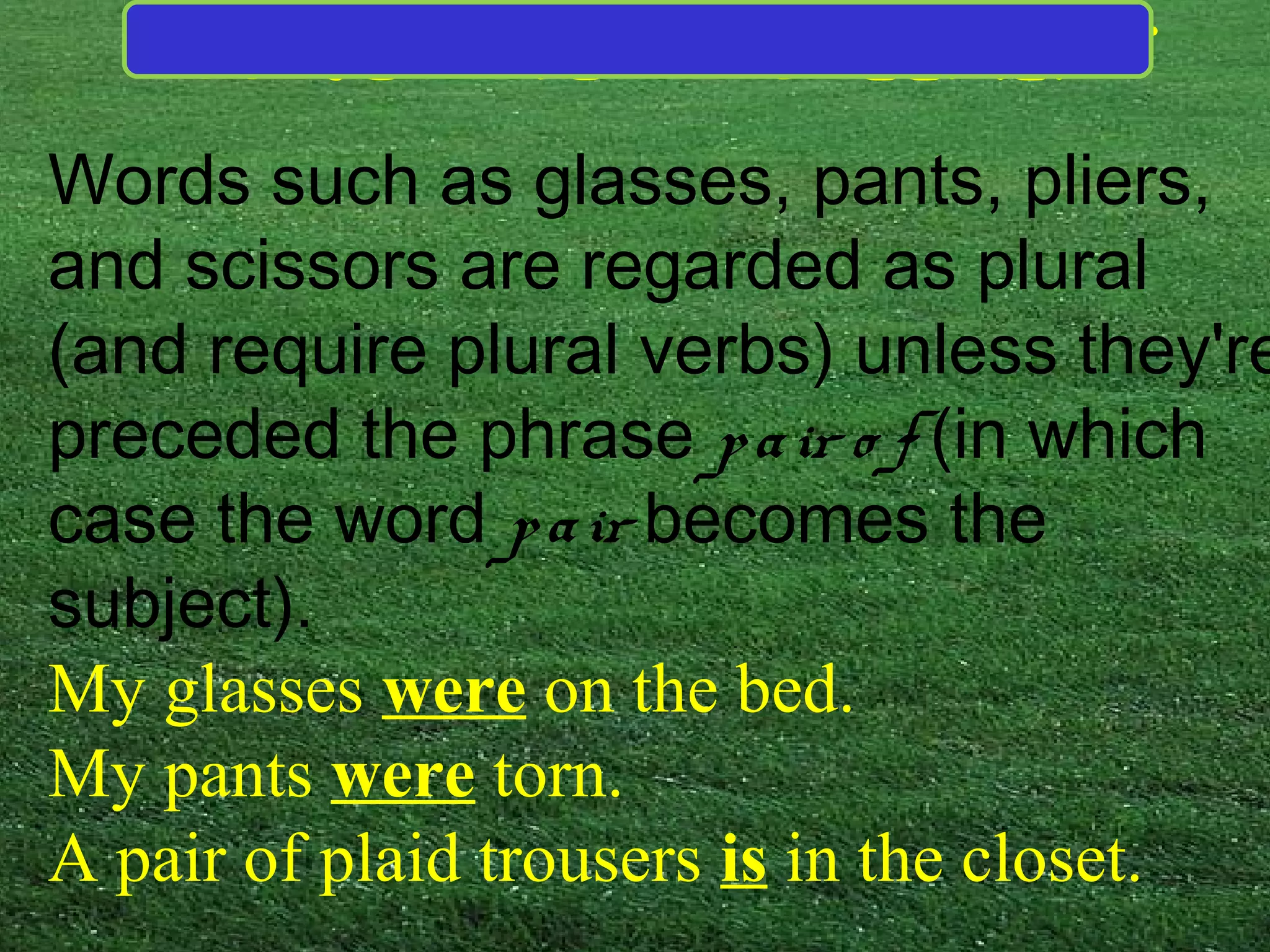 Subject-verb agreement (grammar) | PPS